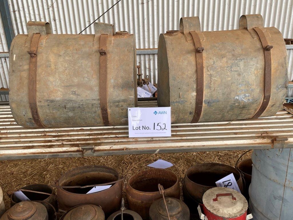 Lot 152 - Pair of Galvanised Steel 30 Gallon Camel Pack Saddle Water ...