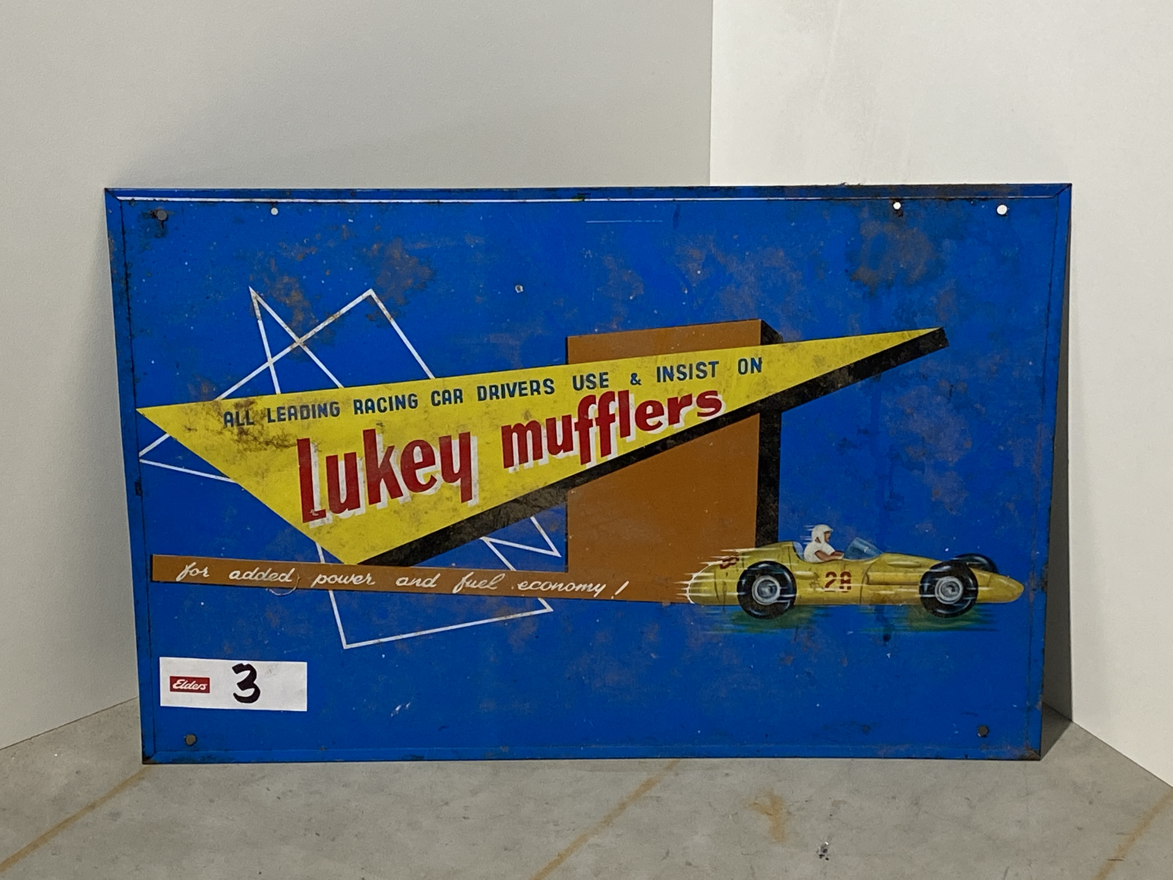 Lot 3 - Lukey Mufflers double sided sign 11” x 17” - Paint | AuctionsPlus