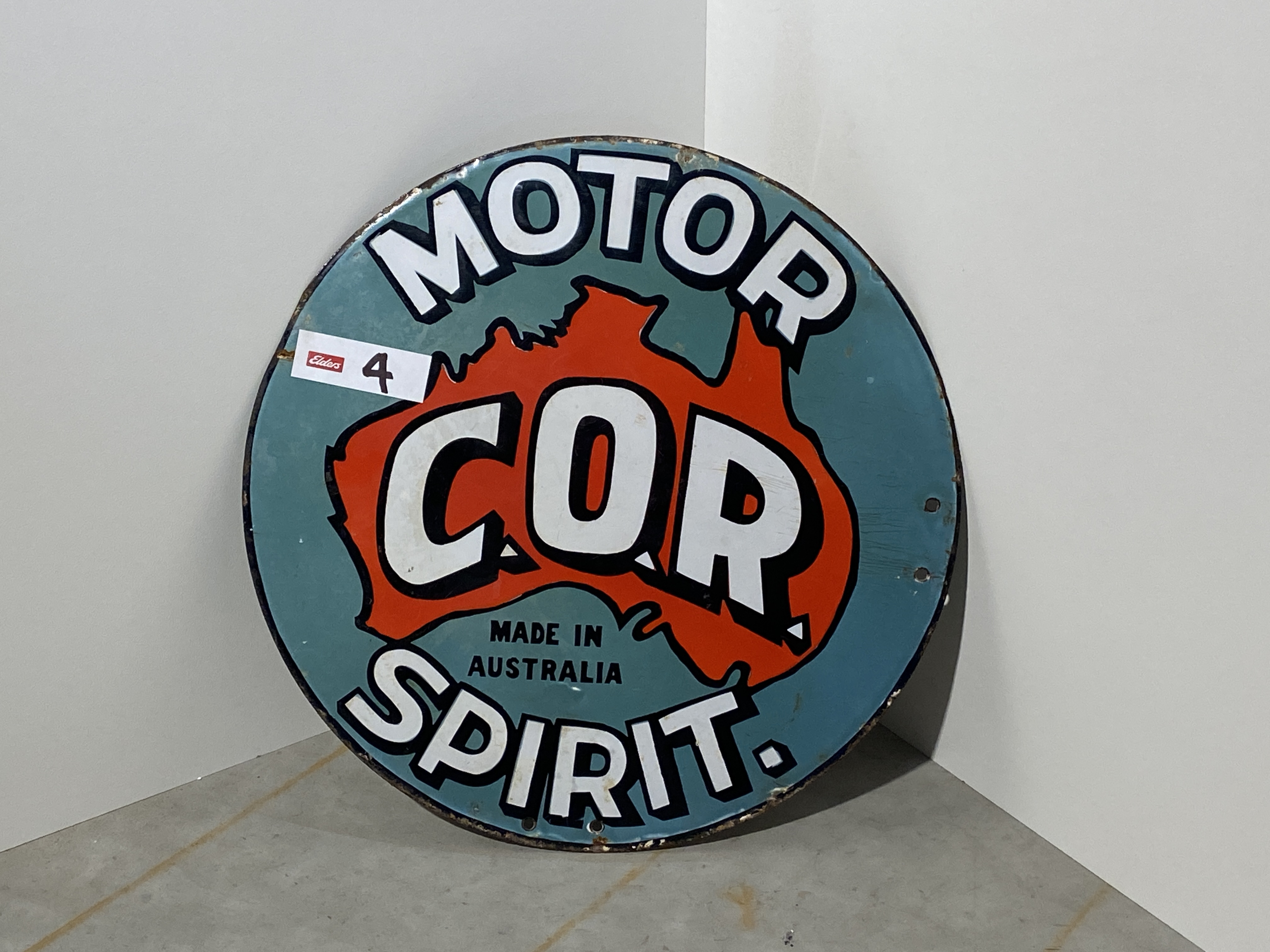 Lot 4 - Motor Spirit C.O.R Double sided Enamel sign 15” x 15 ...