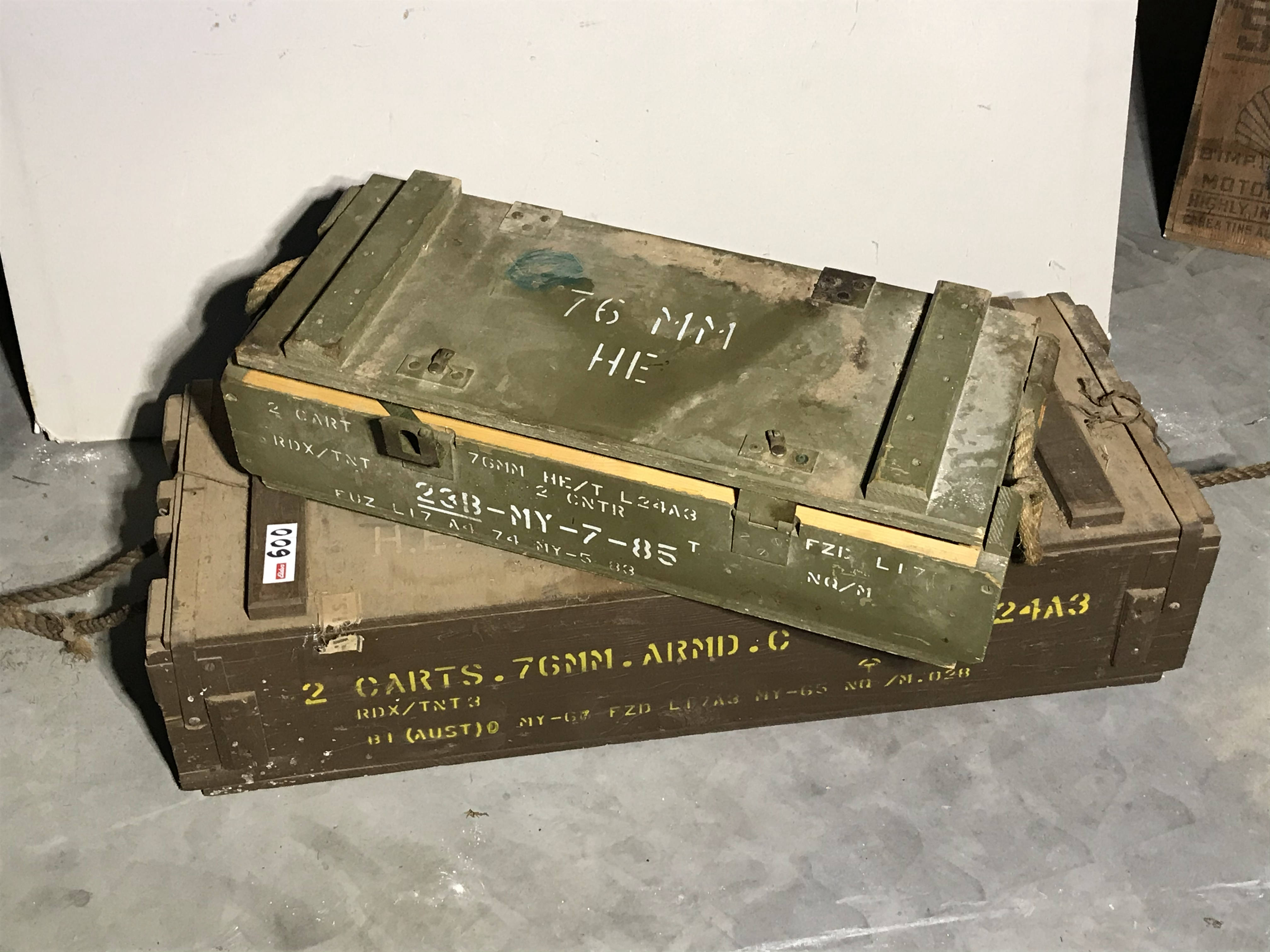 Lot 600 - 2x Ammo Boxes with 76mm Cartridge Holders | AuctionsPlus