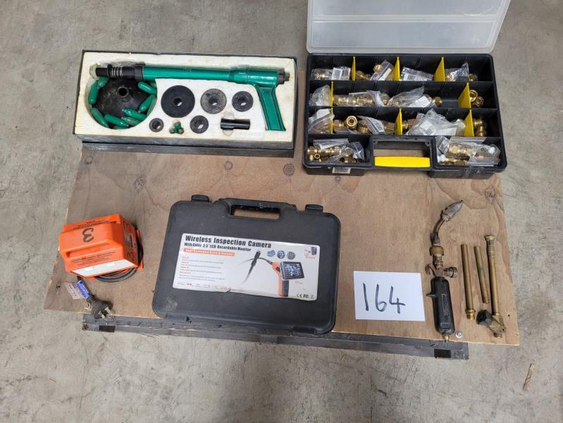 Lot 164 - Waste Pipe Cleaner, Wireless Inspection Camera, Power Box ...
