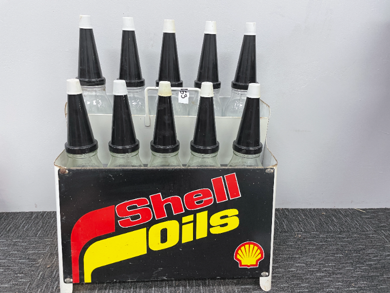 Lot 163 - Shell Oils Oil Stand with 5x 1L Bottles & 5x 500ml Bottles ...