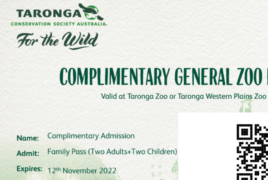 Lot 8 - Taronga Zoo Pass Valued at $152 | AuctionsPlus
