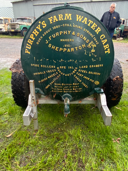 Lot 32 - Furphy farm water cart on small trailer | AuctionsPlus