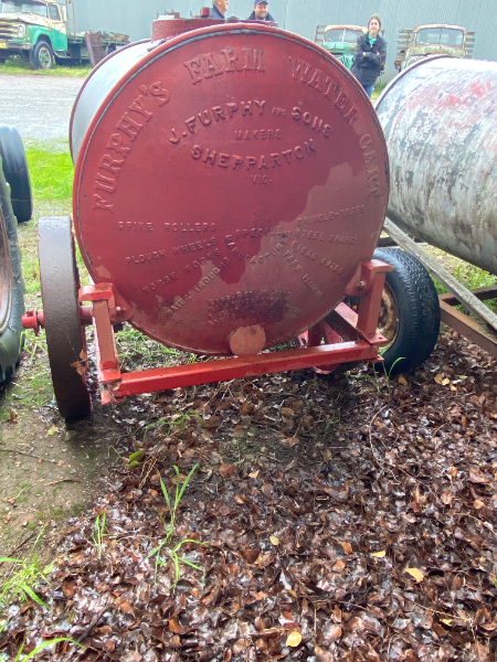 Lot 34 - Furphy farm water cart on small trailer | AuctionsPlus
