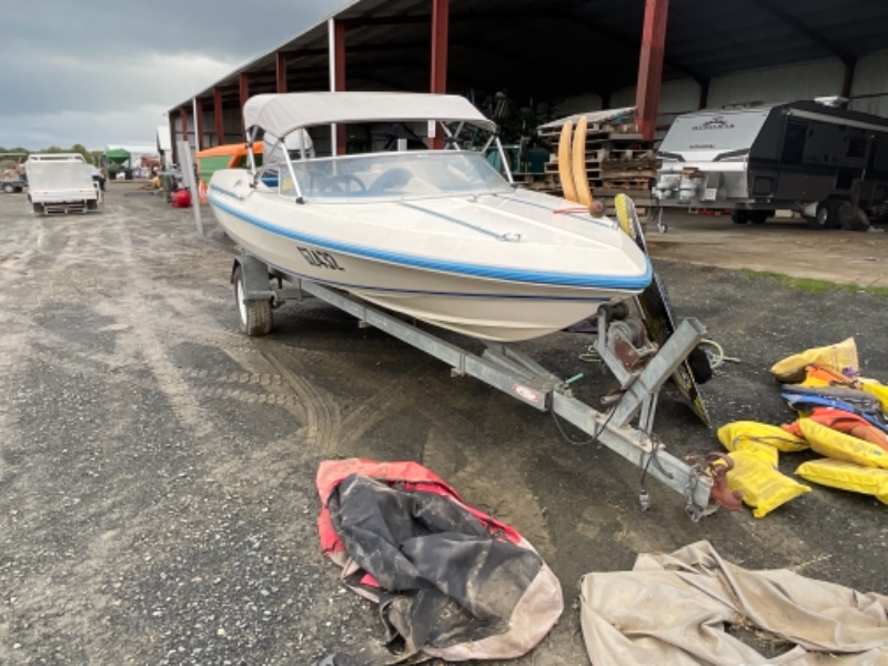 Lot 54 - Panther Pride Boat On Trailer With 150 Outboard Evinrude Motor ...