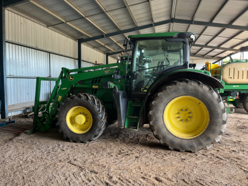 Lot 57 - 2013 6150R John Deere tractor with H360 loader and forks ...