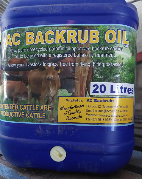 Lot 41 - Backrub Oil AC Buffalo Fly Control 20L x 6 | AuctionsPlus