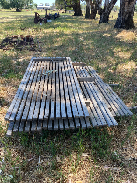 Lot 97 - 3 sections of Wooden Woolshed Flooring, 1 x 1.3m x 2.4m; 1.0m ...