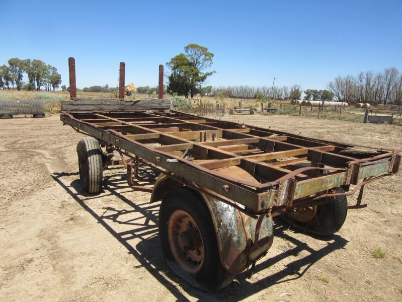 Lot 82 - Old 4 Wheel Trailer Frame with Turntable | AuctionsPlus