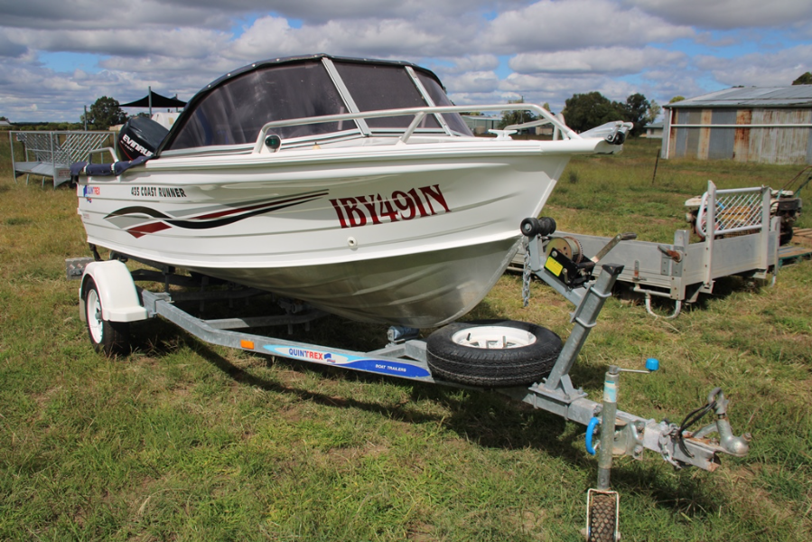 Lot 87 - Quintrex 435 Coast Runner boat with 40hp Evinrude E-TEC motor ...