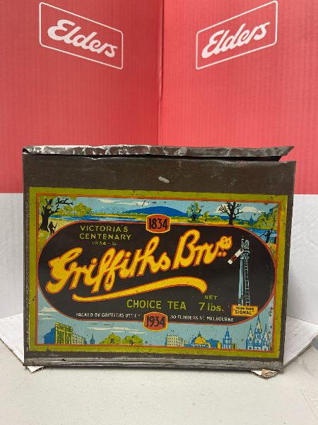 Lot 75 - griffiths square 7lb tea tin | AuctionsPlus