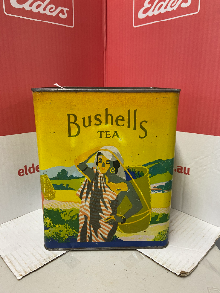 Lot 103 - bushells tea large square tea tin | AuctionsPlus