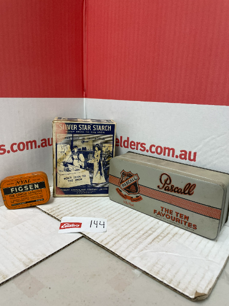 Lot 144 - Nyal Figsen Laxative tin, The Silver Starch 12 oz full box ...