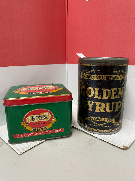Lot 152 - ETA brand nuts tin, the colonial sugar refining co golden ...