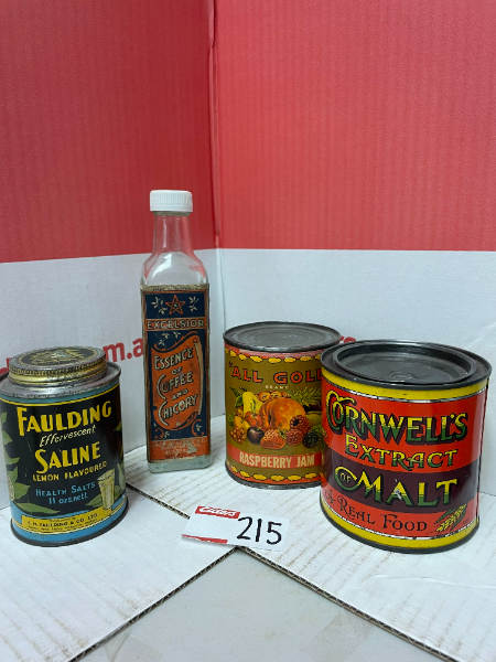 Lot 215 - Faulding lemon flavoured saline tin 11oz and others ...