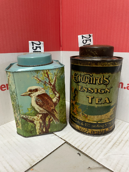 Lot 251 - Bushells tea tin 1lb, Edwards ensign tea tin. | AuctionsPlus