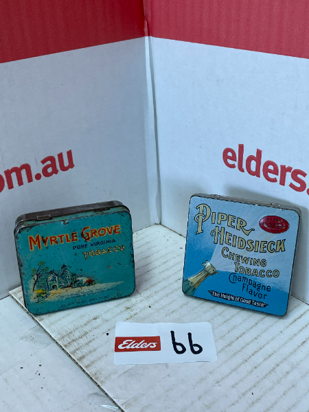 Lot 66 - Myrtle Grove Tobacco Tin & Piper Heidsieck Chewing Tobacco Tin ...