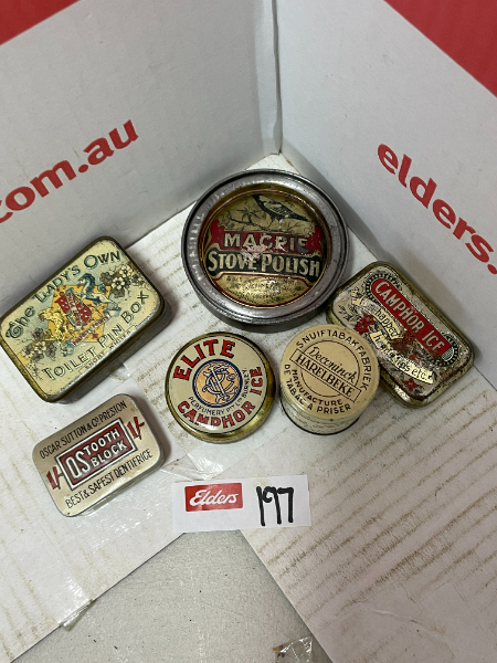 Lot 197 - 6x Assorted Tins | AuctionsPlus