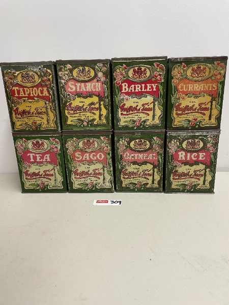 Lot 304 - Set of 8 Griffiths Teas tins | AuctionsPlus