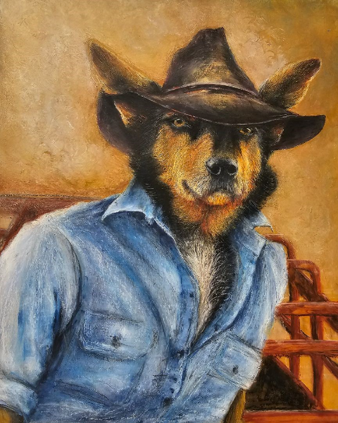 Lot 1 - PAINTING - Bert the Working Dog by Tessa Dodd | AuctionsPlus