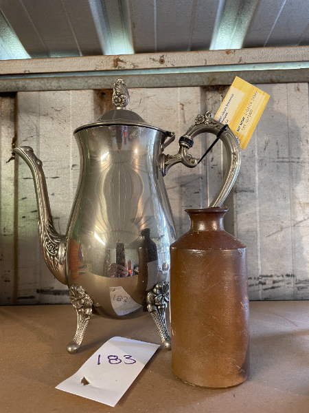 Lot 183 - Rare Vintage Silver Teapot & Antique Ink Bottle | AuctionsPlus