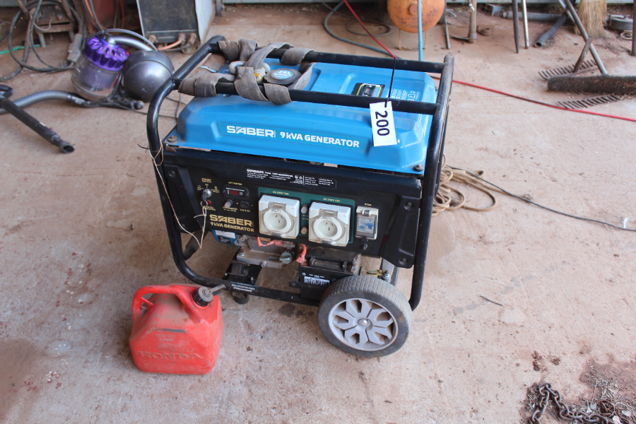 Lot 200 - Saber 9KVA Generator | AuctionsPlus