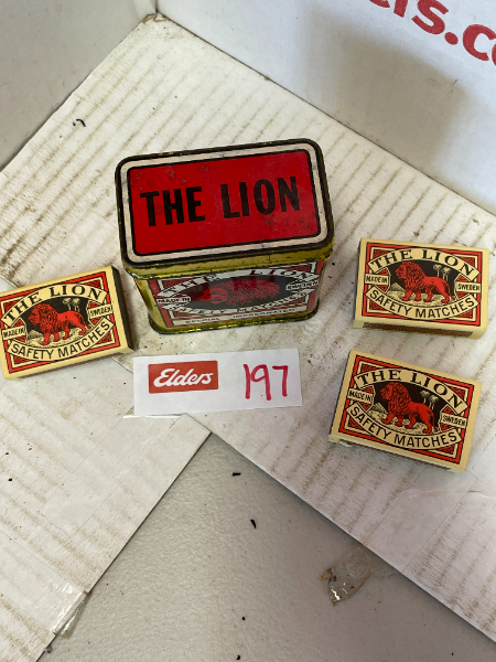 Lot 197 - The Lion Safety Matches Tin & 3x Matches. | AuctionsPlus