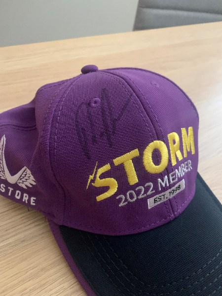 Lot 6 - Signed Melbourne Storm Cap | AuctionsPlus