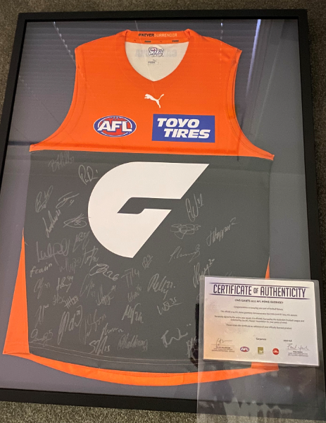 Lot 20 - 2022 GWS Giants 2022 AFL Home Jersey, Signed and Framed ...