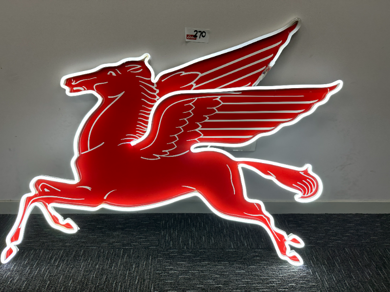 Lot 270 - Mobil Pegasus Sign - with lights 98cm x 77cm | AuctionsPlus