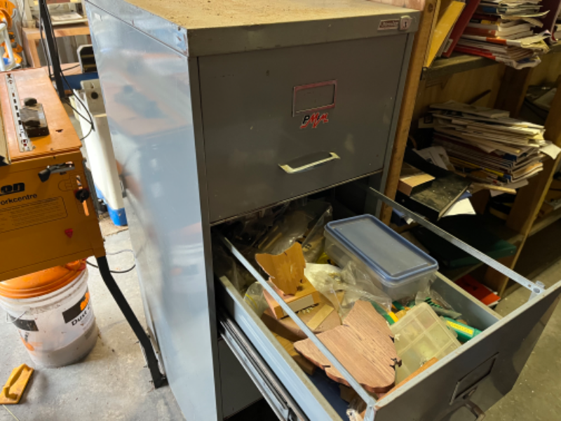Lot 133 - Filing cabinet, trophy making pieces. | AuctionsPlus