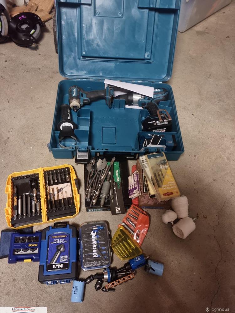 Lot 35 - MAKITA Battery Drills & Assorted Drill Bits | AuctionsPlus