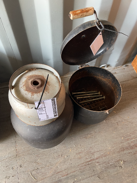 Lot 174 - Hot water donkey & Pot Belly for camping, Homemade | AuctionsPlus