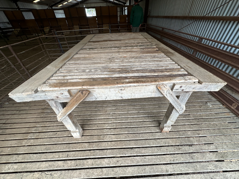 Lot 104 - 9' x 6' Antique Timber Wool Classing Table | AuctionsPlus