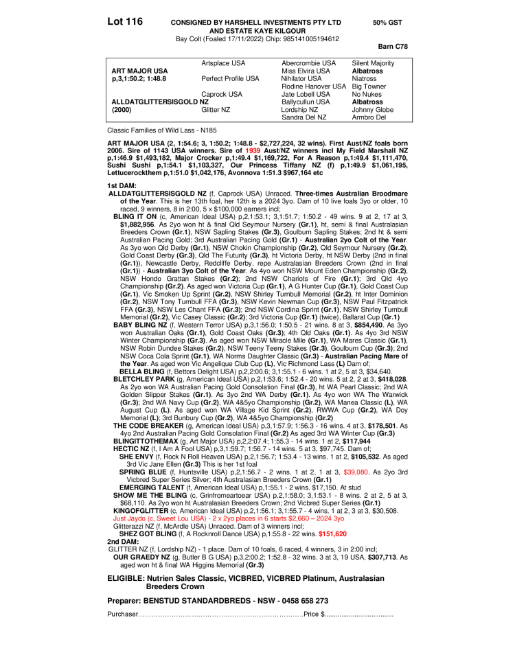 Lot 116 - 2022 COLT OUT OF ALLDATGLITTERSISGOLD | AuctionsPlus