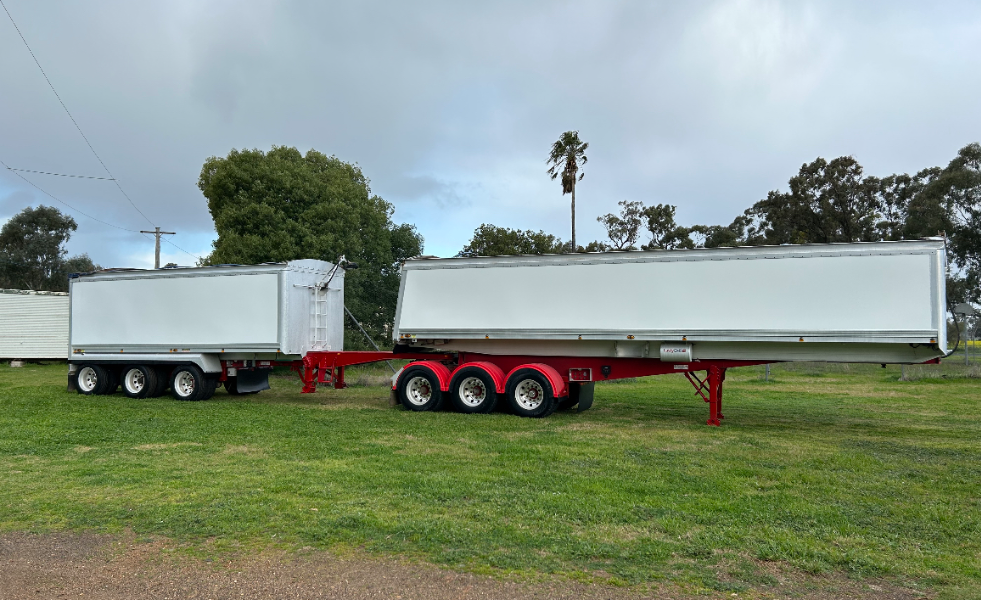 Lot 34 - LUST EMS B-DOUBLE STAG TIPPER TRAILERS. BPW AXEL & AIR, ELE ...