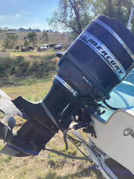 Lot 26 - 4 berth Bertram Boat & trailer complete with 950/ss Mercury ...