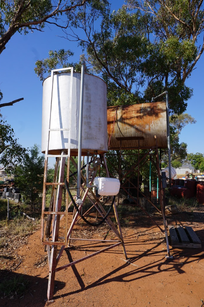 Lot 50 - Fuel tank 250 gallon with bottom fill, fuel metre on stand ...