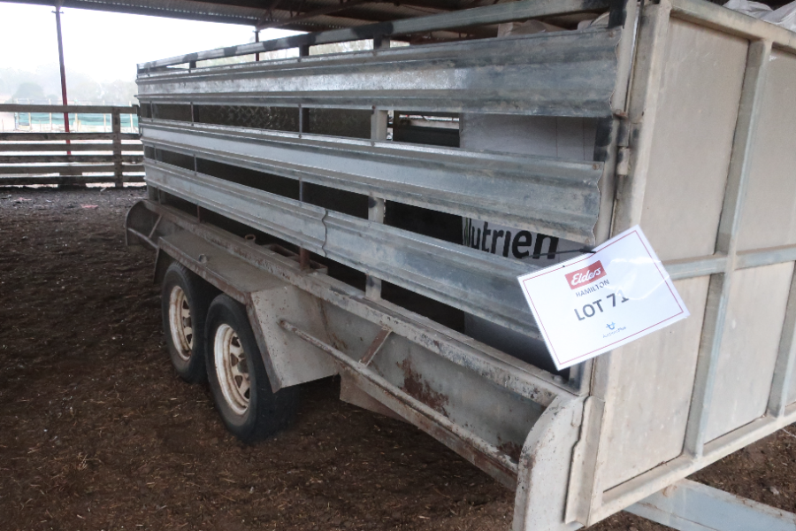 Lot 71 - Tandem Trailer 12ft x 7ft with Sheep Crate 1200mm (H ...