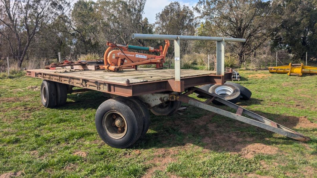 Lot 61 - Farm Trailer - Steer Front Axle, 6m Tray & Contents | AuctionsPlus