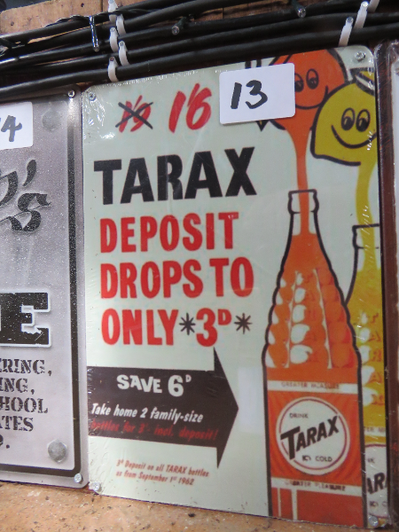 Lot 13 - Tarax Sign 20cm x 30cm | AuctionsPlus