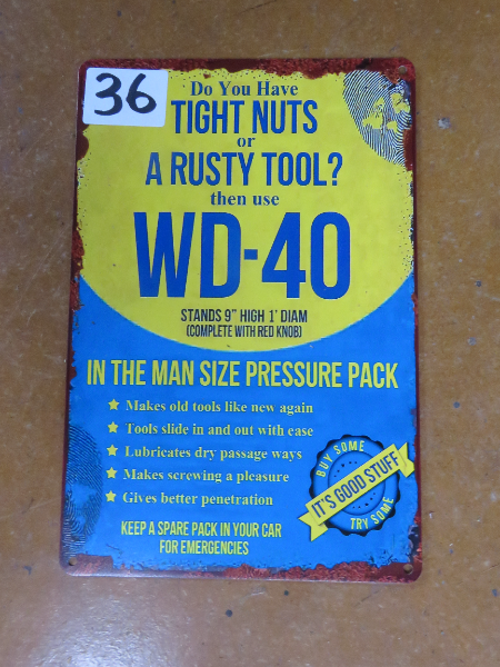 Lot 36 - WD-40 Sign 20cm x 30cm | AuctionsPlus