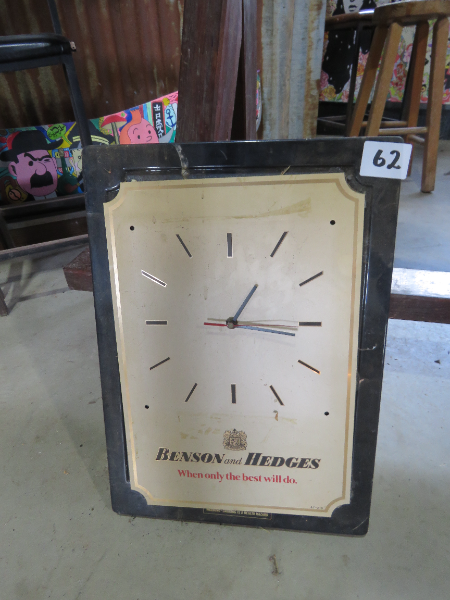 Lot 62 - Benson & Hedges Clock 50cm x 36cm | AuctionsPlus