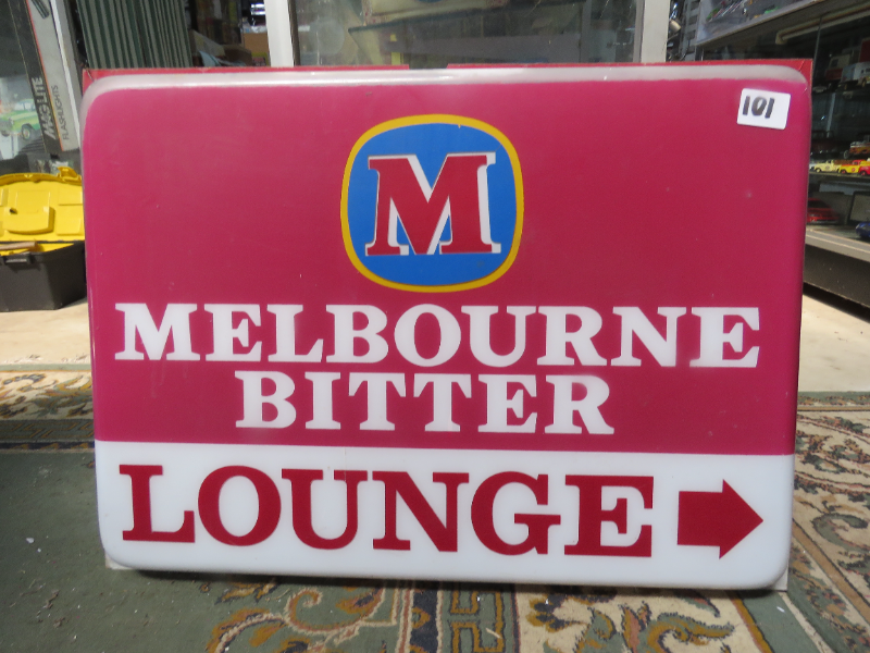 Lot 101 - MELBOURNE BITTER SIGN - LOUNGE | AuctionsPlus