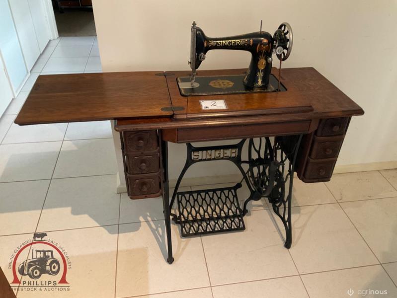 Lot 2 - Singer 'Lotus' 66k treadle sewing machine | AuctionsPlus