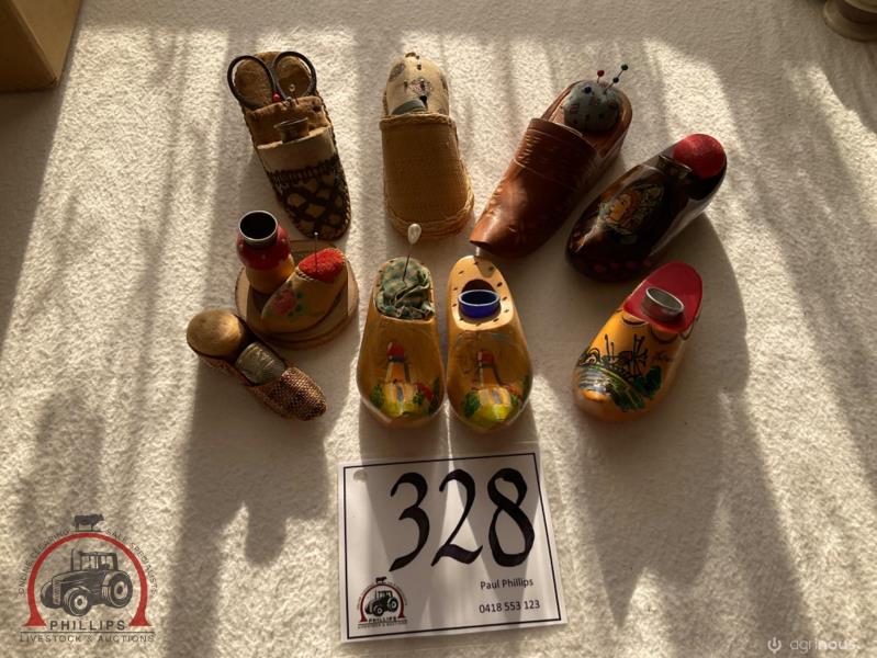 Lot 328 - Assorted wooden clog pincushions and thimble holders | AuctionsPlus