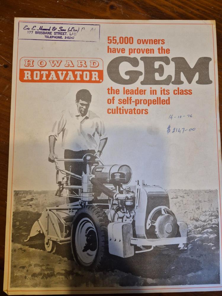 Lot 68 - Howard GEM Rotavator Brochure | AuctionsPlus