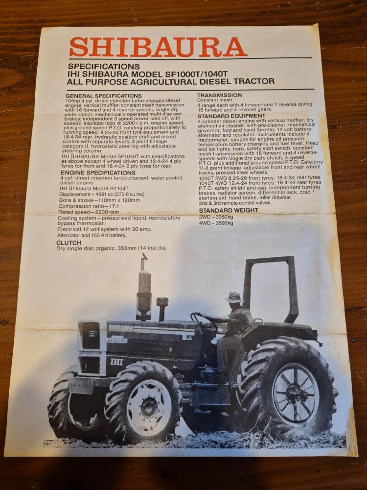 Lot 178 - Shibaura SF1000T/1040T Tractor Brochure | AuctionsPlus