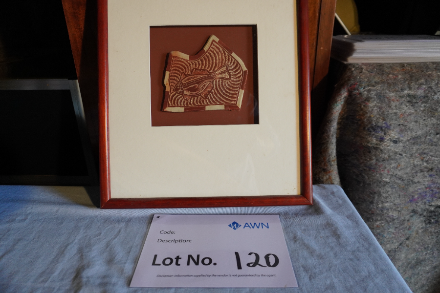 Lot 120 - Torres Strait Island Indigenous local stone carving in frame ...
